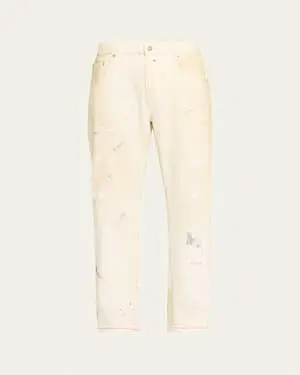 Helmut Lang Low-Rise Jeans With Paint Splatter - Ecru Painter